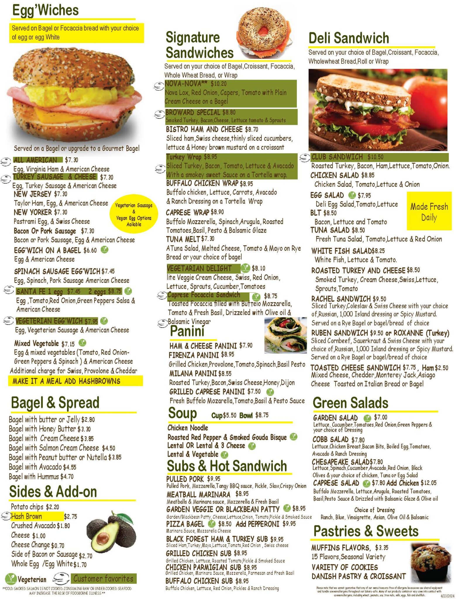 Chesapeake Bagel Menu